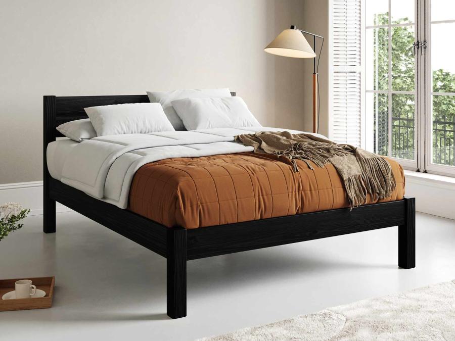 Black bed white nightstand store